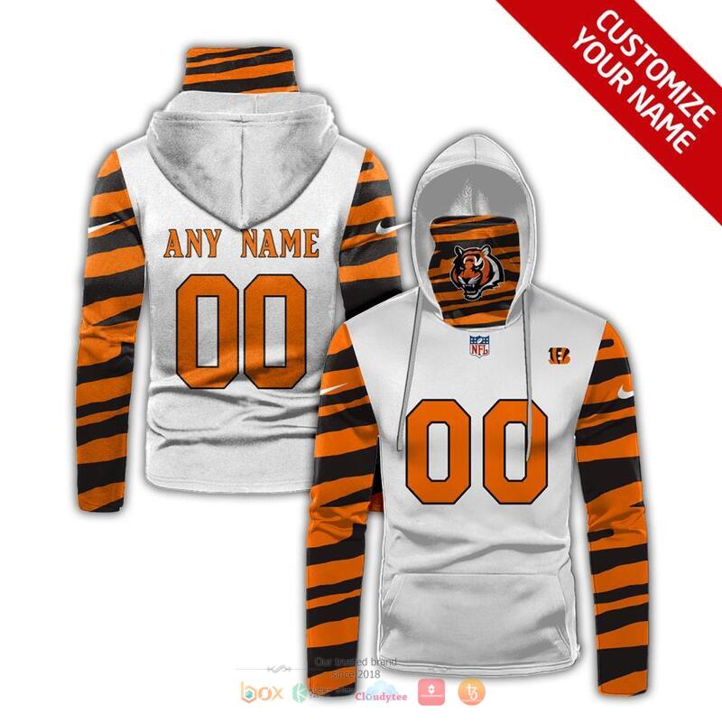 Personalized NFL Cincinnati Bengals White Orange stripe hoodie mask ...